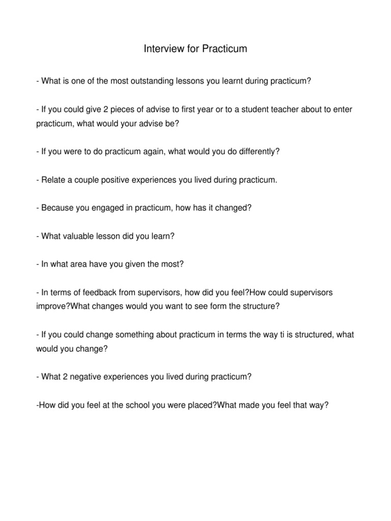 Interview For Practicum | PDF | Career & Growth