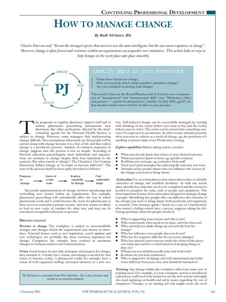Manage Change | PDF | Change Management | Pharmacy