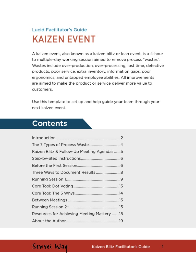 Kaizen Event Facilitators Guide | PDF | Lean Manufacturing | Six Sigma