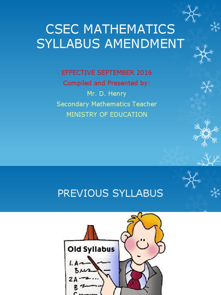 Csec Mathematics Syllabus Amendment | PDF | Mathematics | Algebra