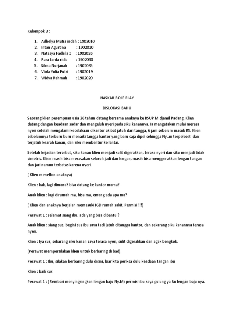 Naskah Roleplay Dislokasi | PDF
