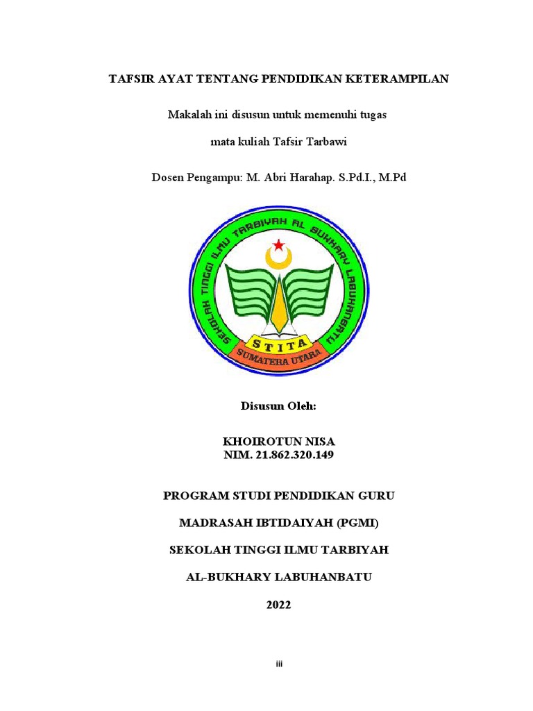 Makalah Tafsir Ayat Pendidikan Keterampilan | PDF | Karier & Perkembangan | Sains & Matematika