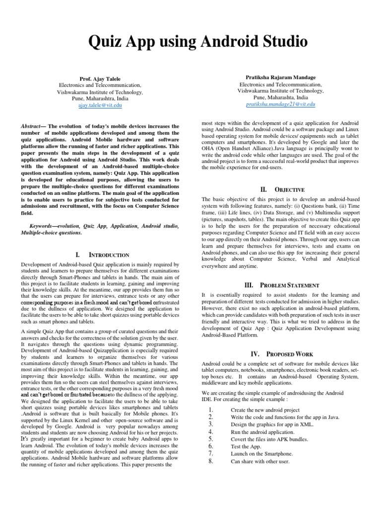 IEEE Quiz App Using Android Studio | PDF | Android (Operating System ... IEEE Quiz App Using Android Studio | PDF | Android (Operating System ...