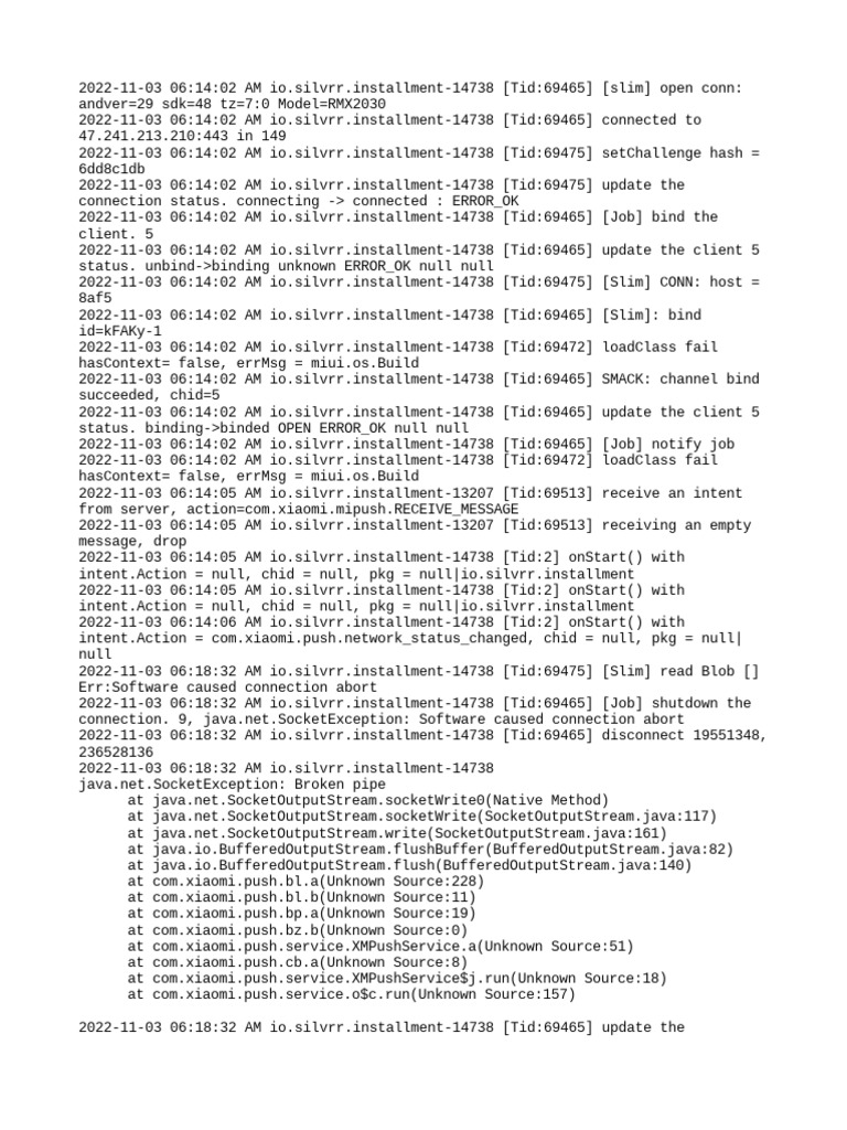 VC 23612 Connection Status Log | PDF | Java (Programming Language ...