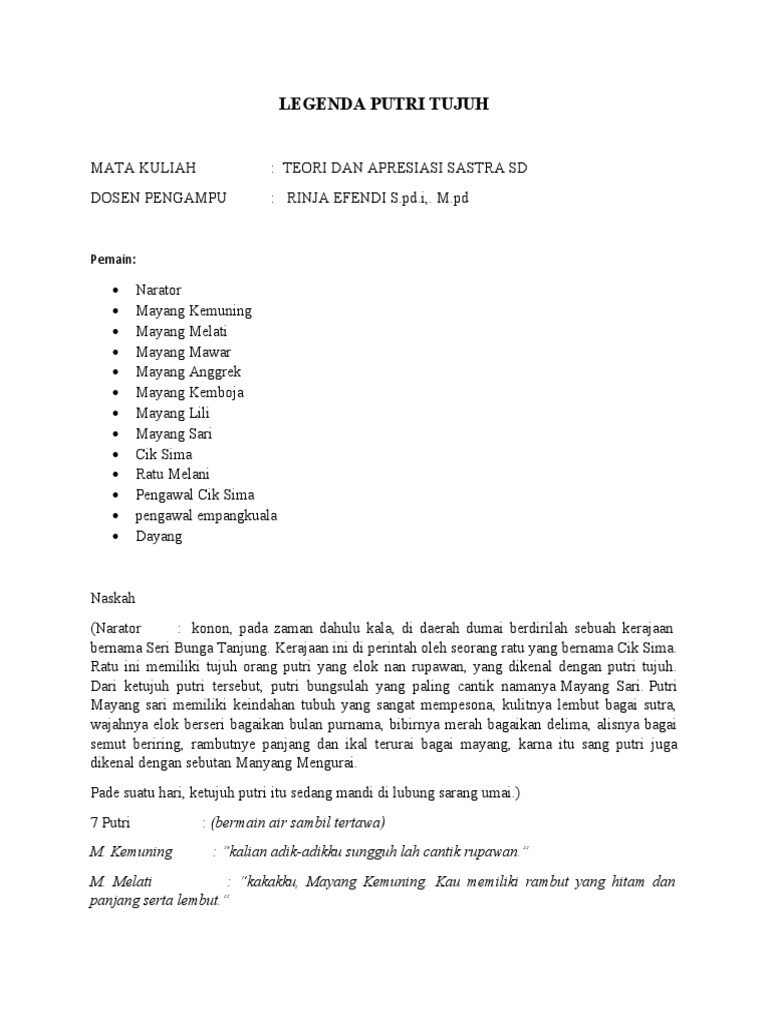 Legenda Putri Tujuh | PDF