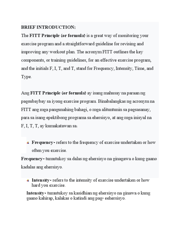 FITT Principles | PDF | Aerobic Exercise | Flexibility (Anatomy)