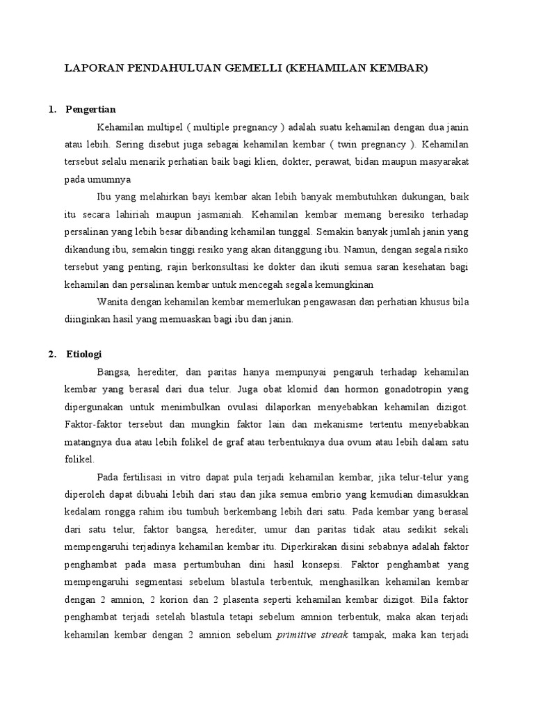 Laporan Pendahuluan Gemelli | PDF