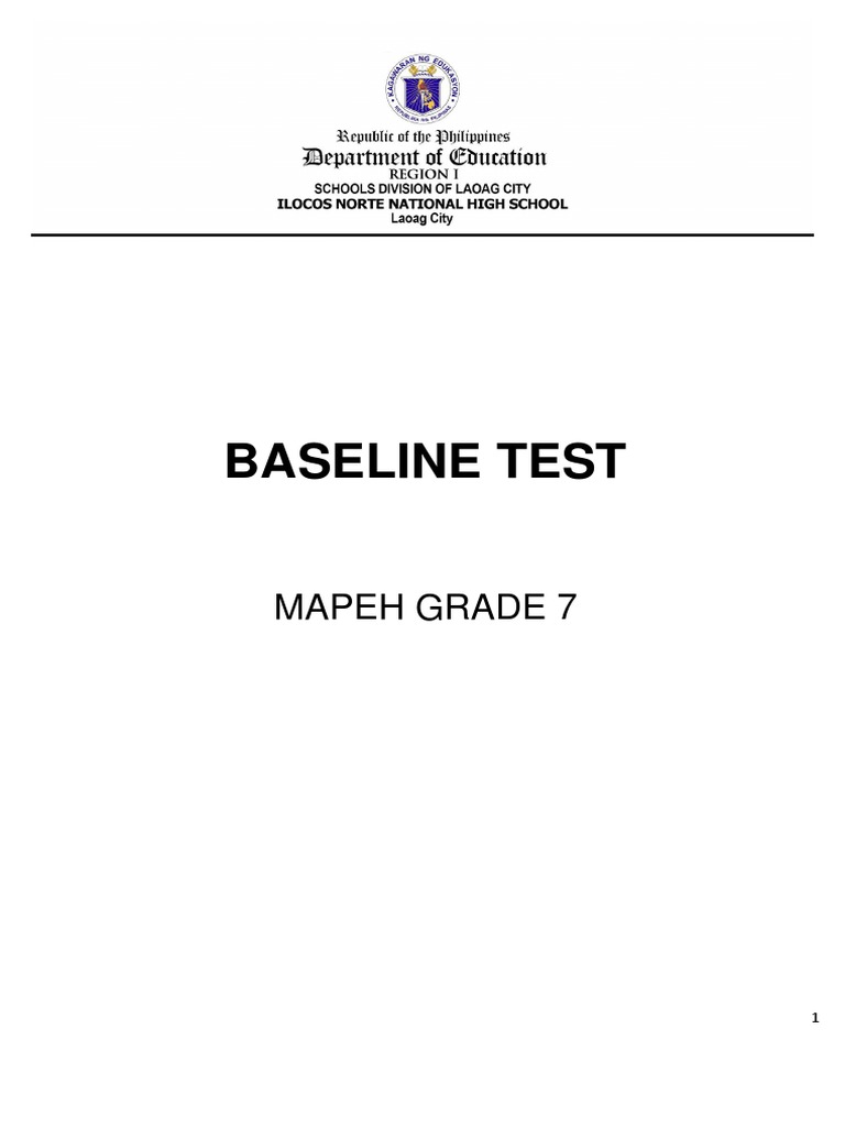 MAPEH GRADE 7 BASELINE TEST | PDF | Depression (Mood) | Physical Fitness
