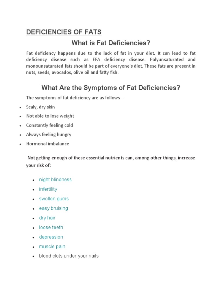 Fats Deficiency | PDF | Wellness