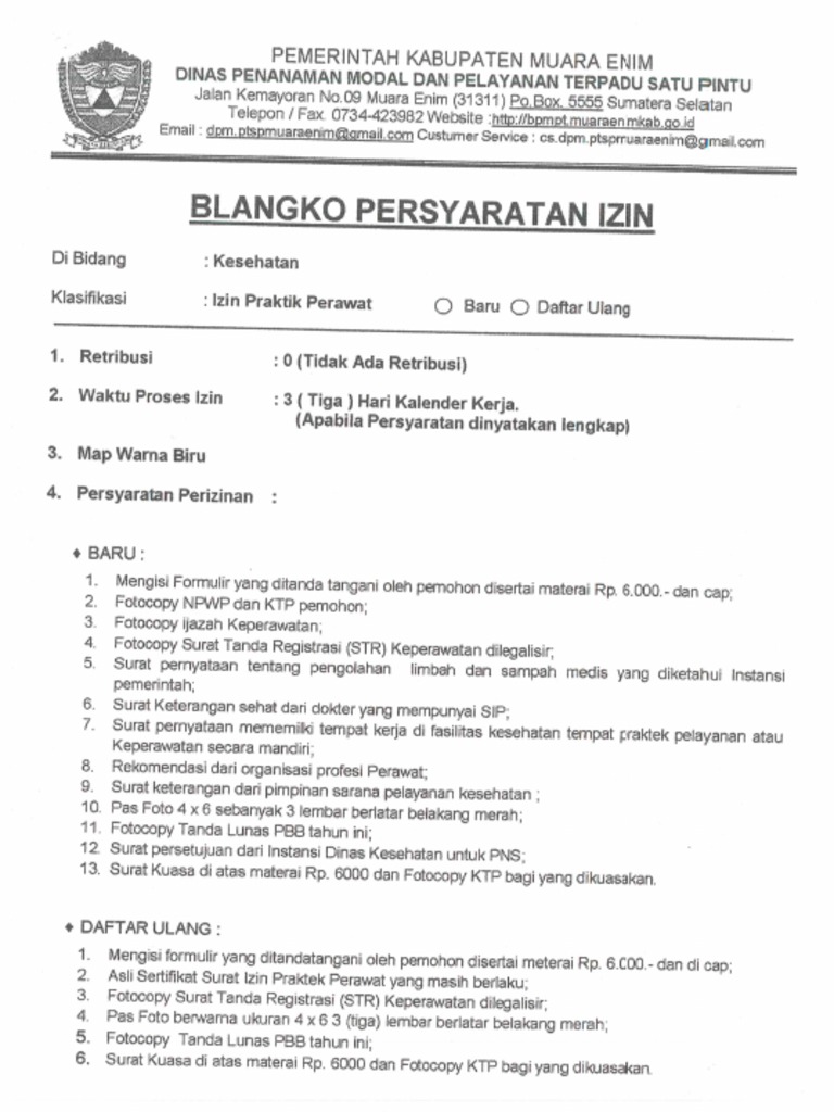 Blanko Permohonan Sip Perawat Kesehatan | PDF