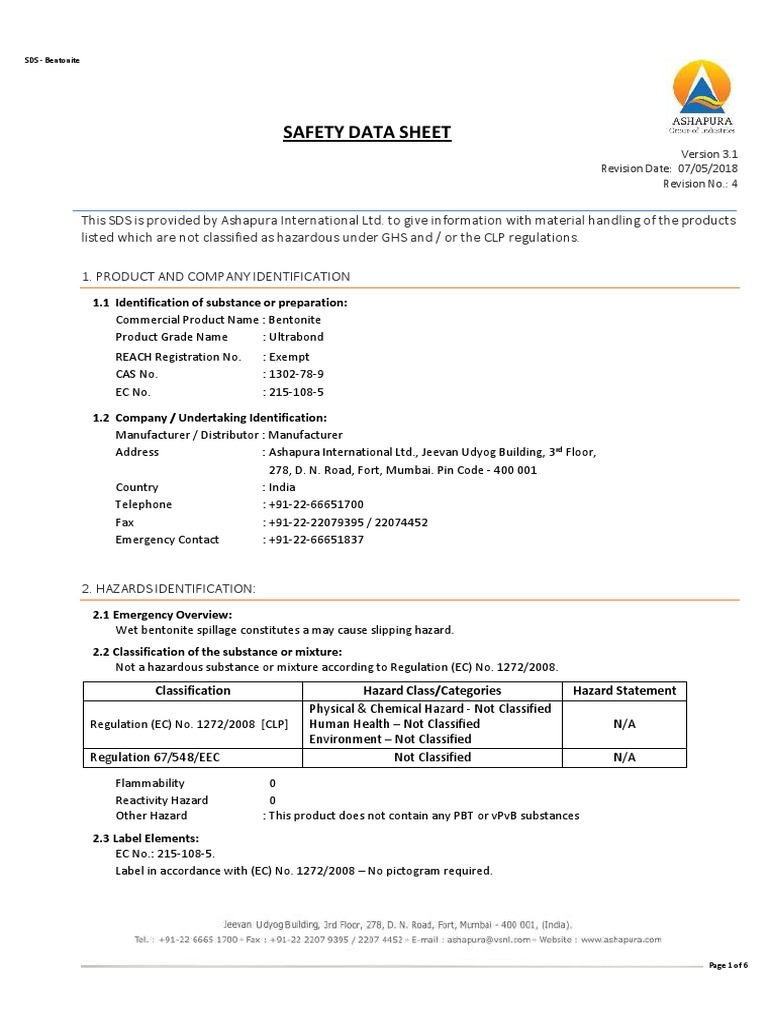 SDS - Ashapura Ultrabond - V3 | PDF | Dangerous Goods | Toxicity