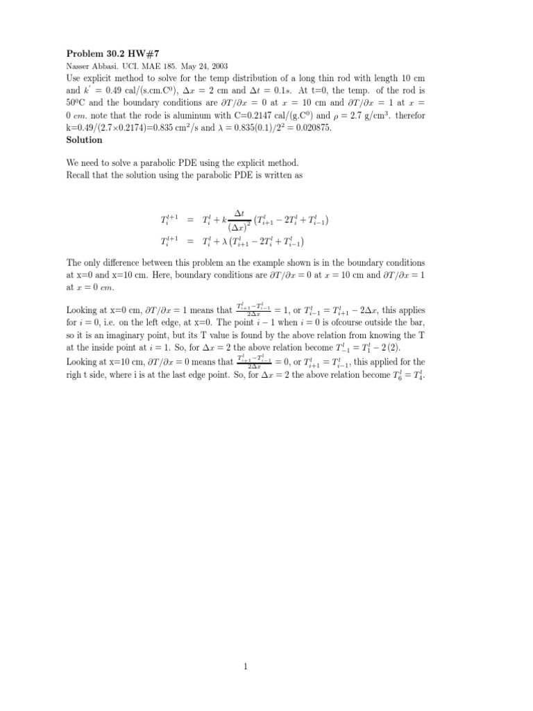 Solving A Parabolic Pde Using Explicit Method With Temperature Dependent Boundary Conditions