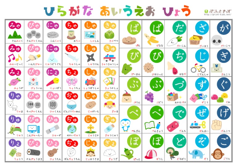 Hiragana Dakuon Hyo (Color) | PDF