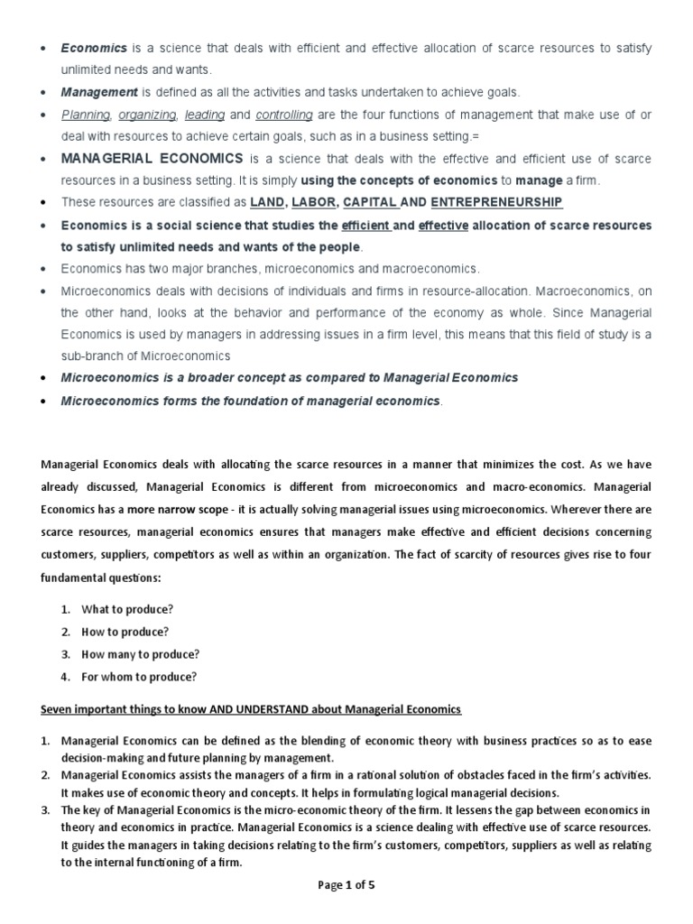 Managerial Economics Note Mod 1part2 | PDF | Economics | Profit (Economics)