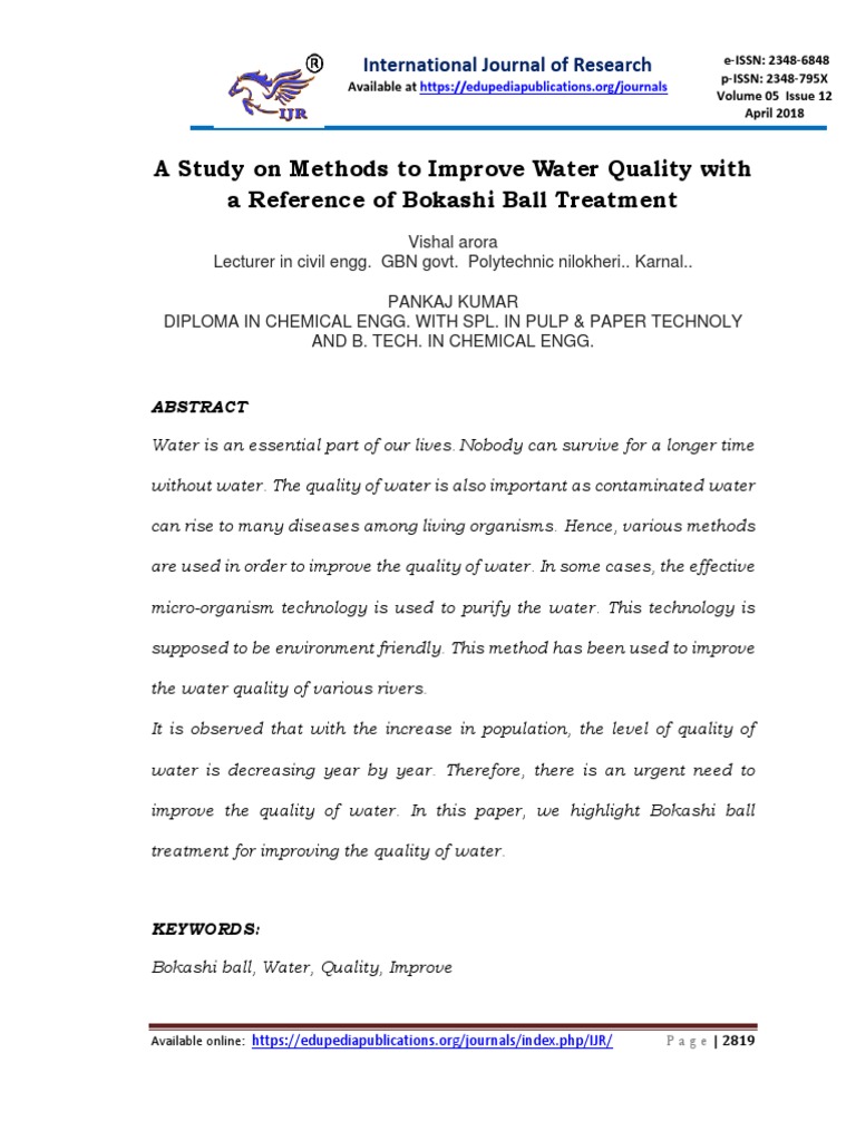 A Study On Methods To Improve Water Quality With Bokashi | PDF | Water ...
