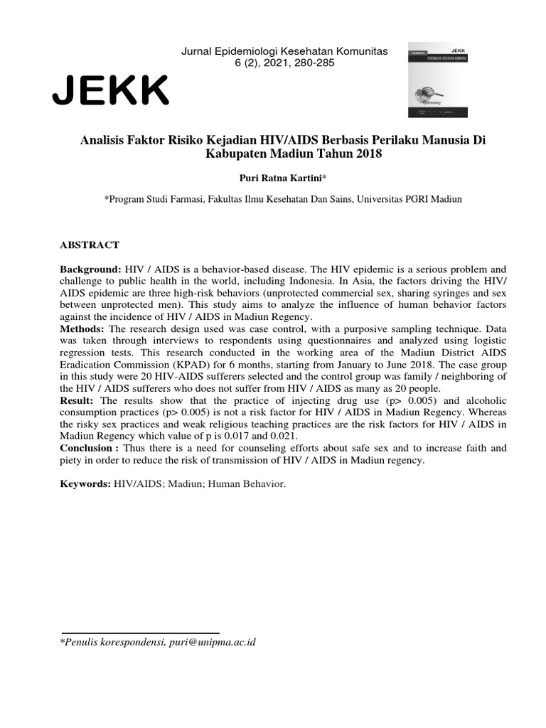 Analisis Faktor Risiko Penyakit HIV Berbasis Perilaku Manusia | PDF ...