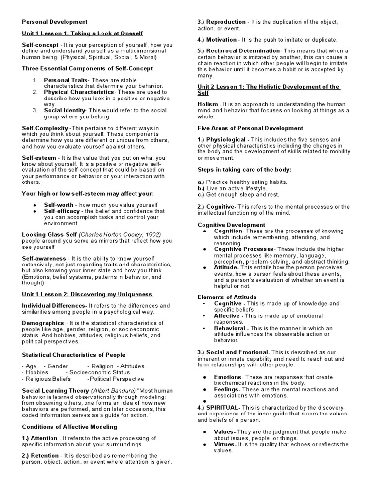 Personal-Development Reviewer 1quarter | PDF | Thought | Attitude ...