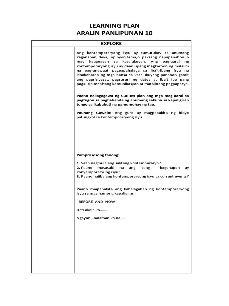 Learning Plan Ap 10 | PDF