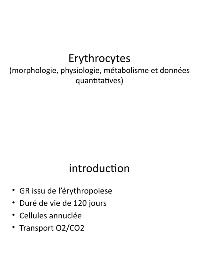 4 .Globules Rouges Metabolisme Morphologie | PDF | Métabolisme ...