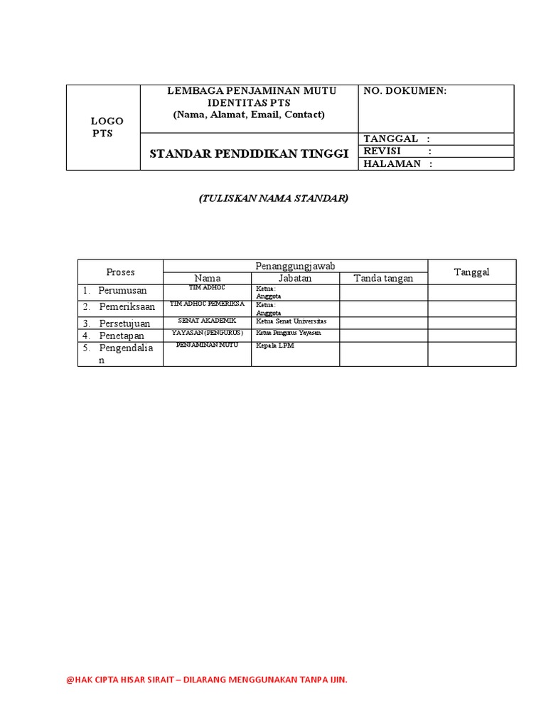 Template - Penyusunan Dokumen Standar | PDF