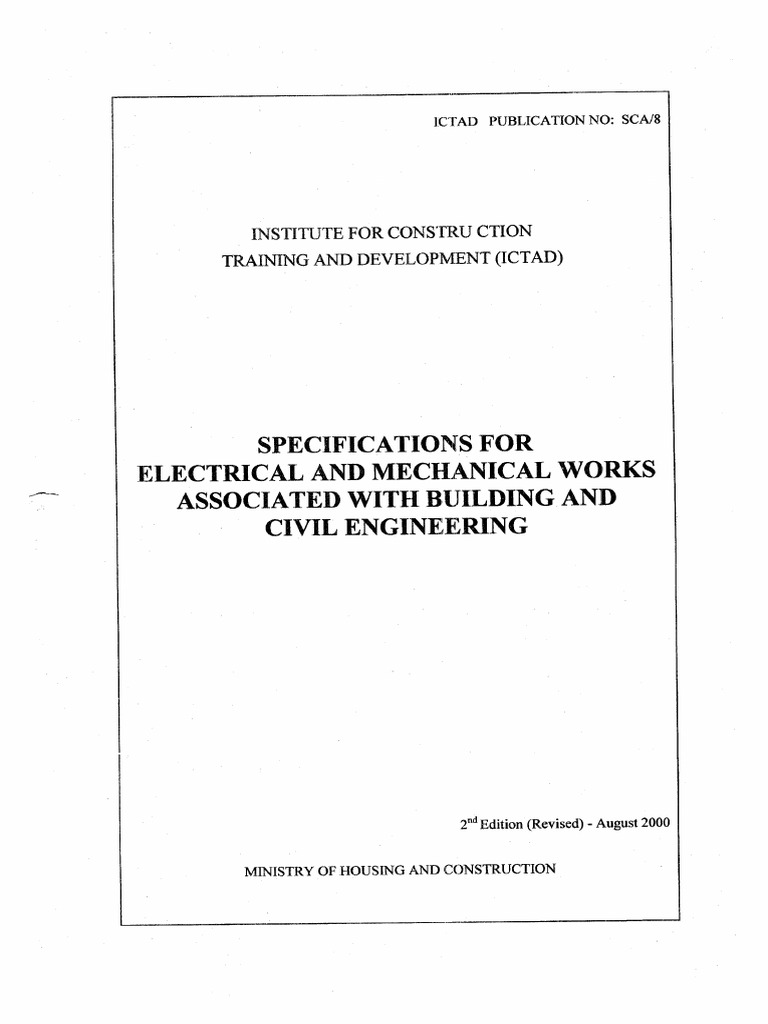 105) Specifications For Electrical and Mechanical Works Associated With ...