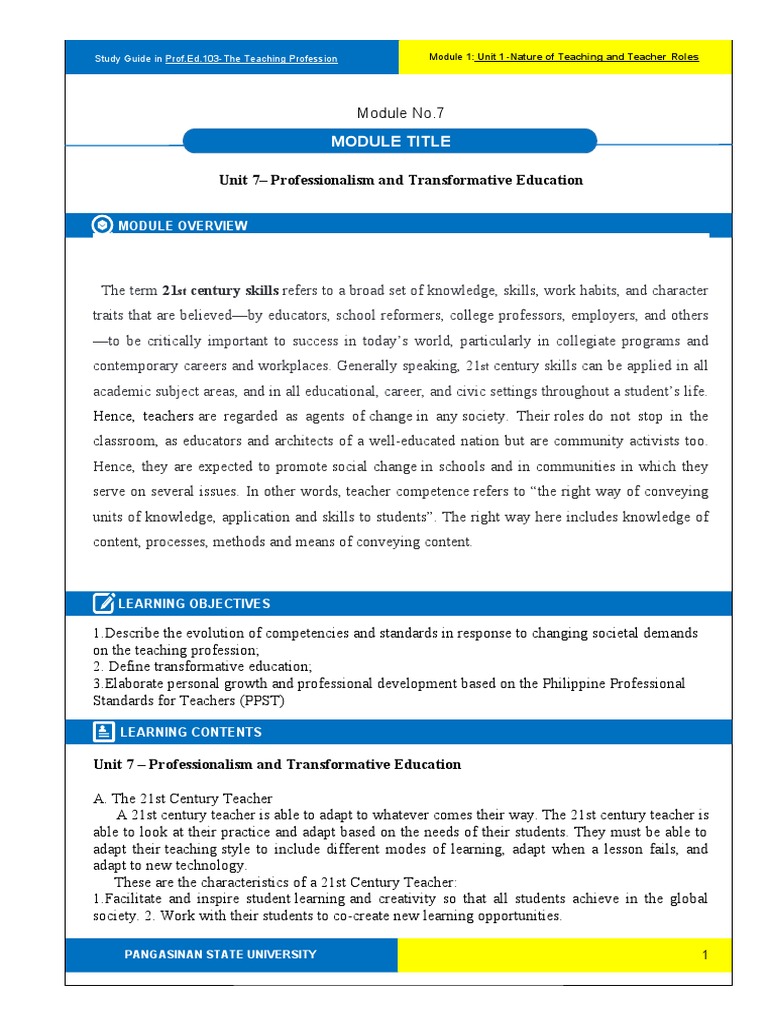 Module 7 The Teaching Profession | PDF | Teaching Method | Learning