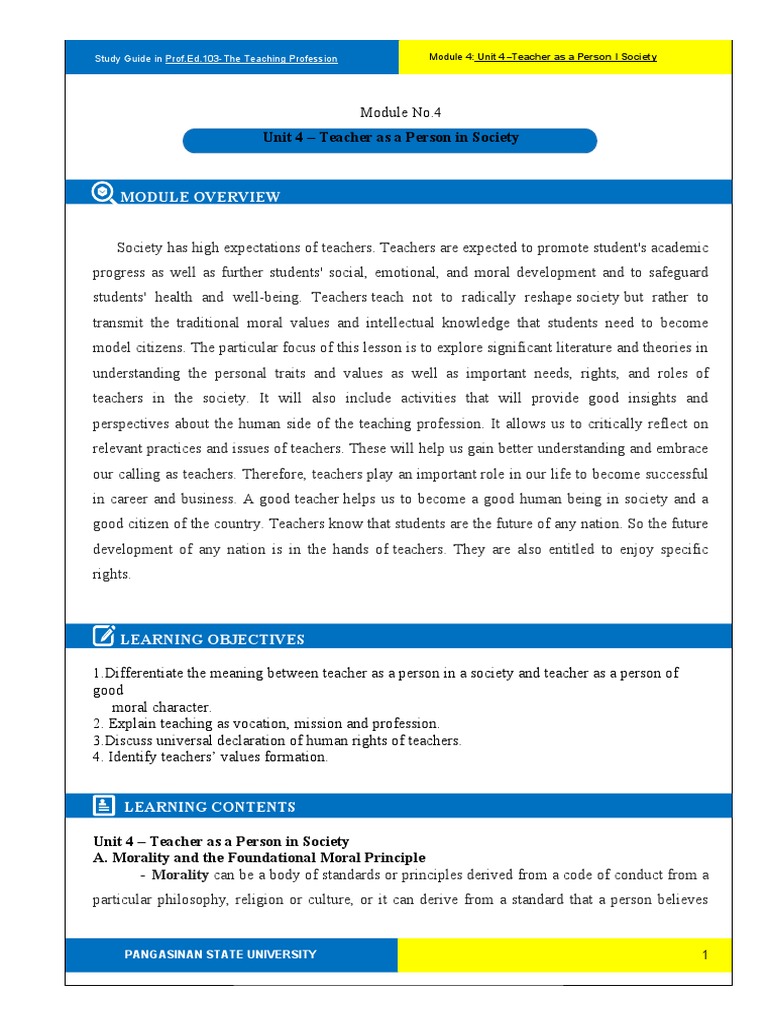 Module 4 The Teaching Profession | PDF | Teachers | Teaching Method