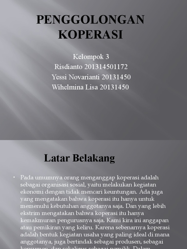 Penggolongan Koperasi | PDF
