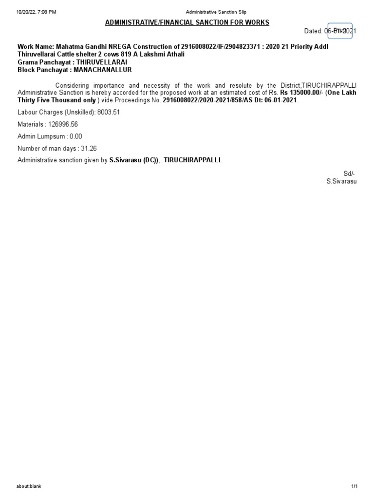 Administrative Sanction Slip | PDF