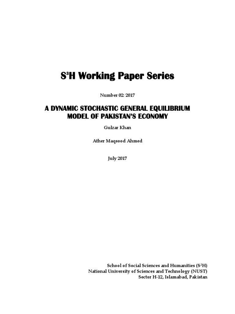 A Dynamic Stochastic General Equilibrium Model Of Pakistans Economy