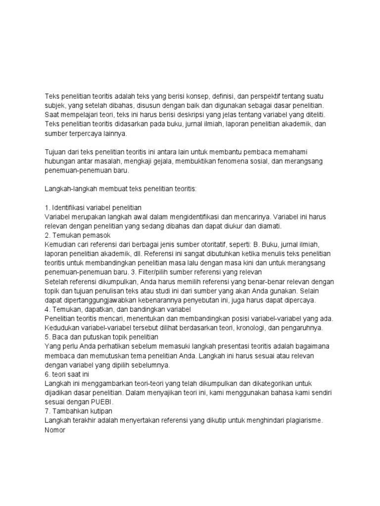 Teks Kajian Teori Adalah Teks Yang Memuat Sebuah Konsep,Definisi,Dan ...