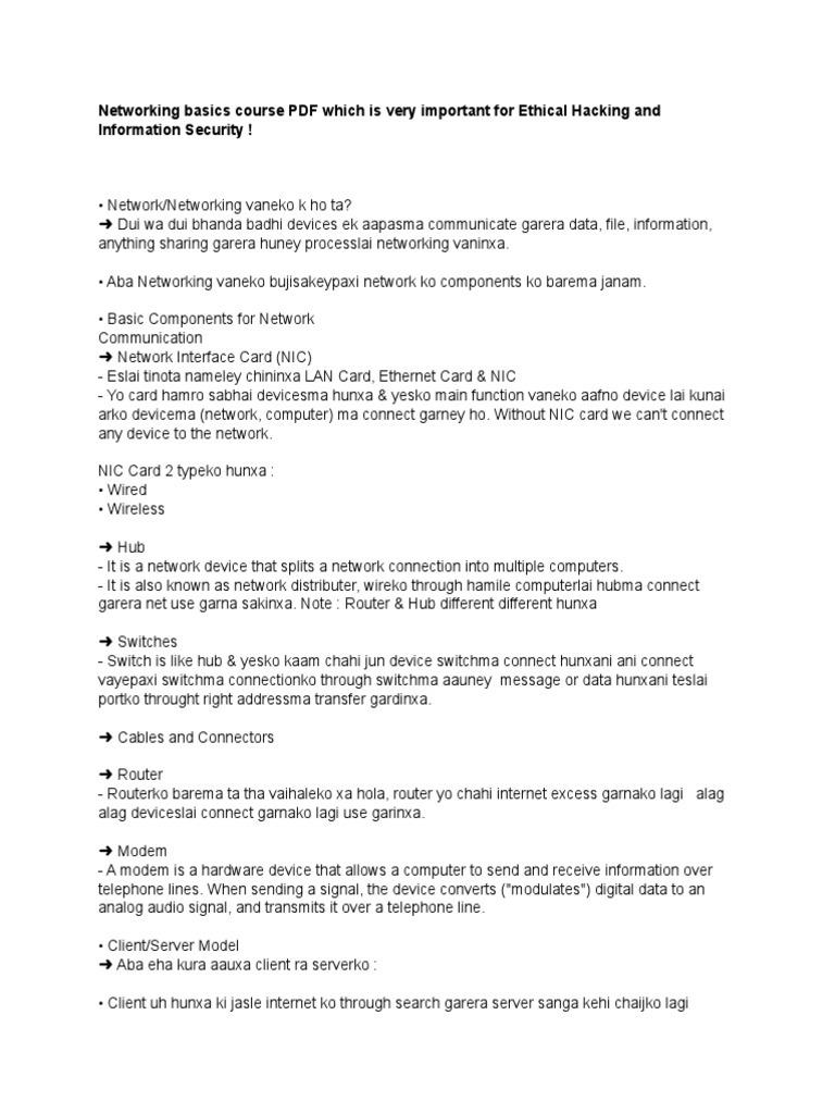 Networking Basics Course Pdf Which Is Very Important For Ethical Hacking And Information