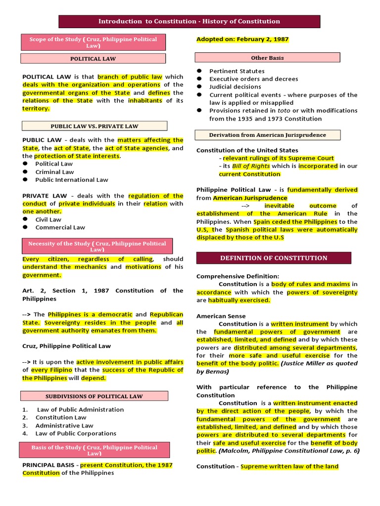 Intro To Constitution Reviewer | PDF | U.S. State | Constitution