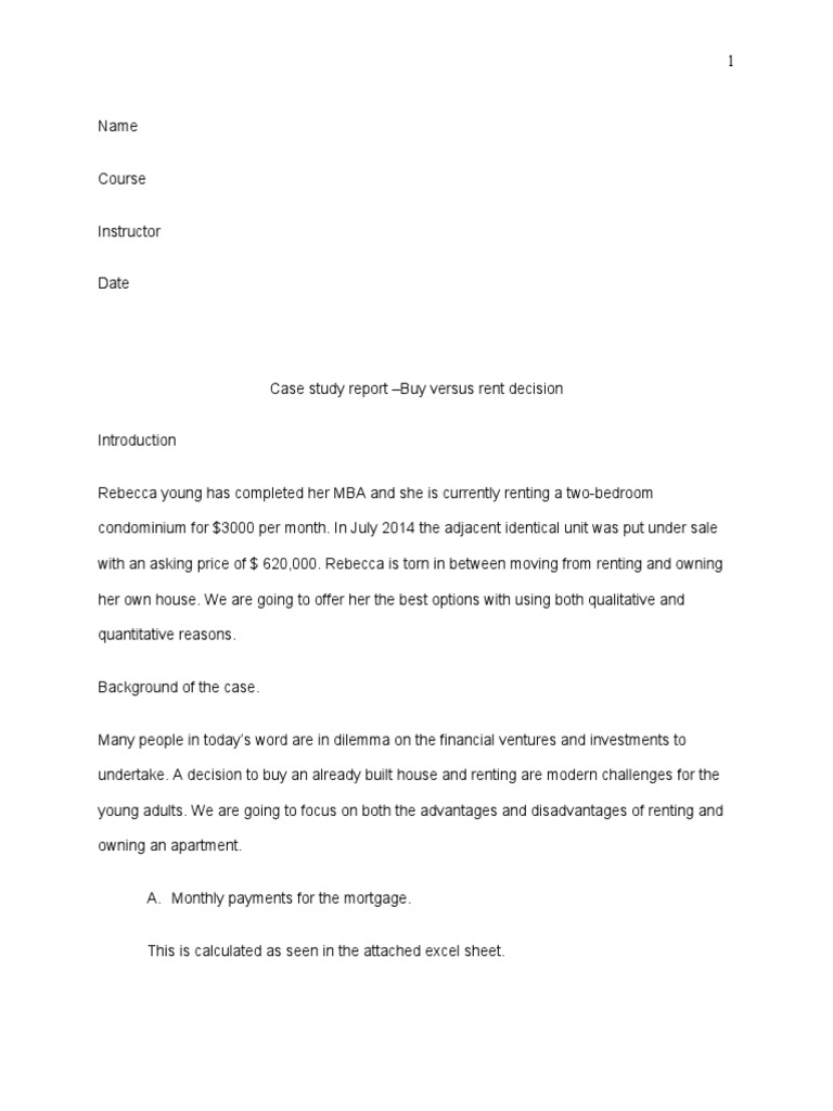 Case Study Report | PDF | Present Value | Mortgage Loan
