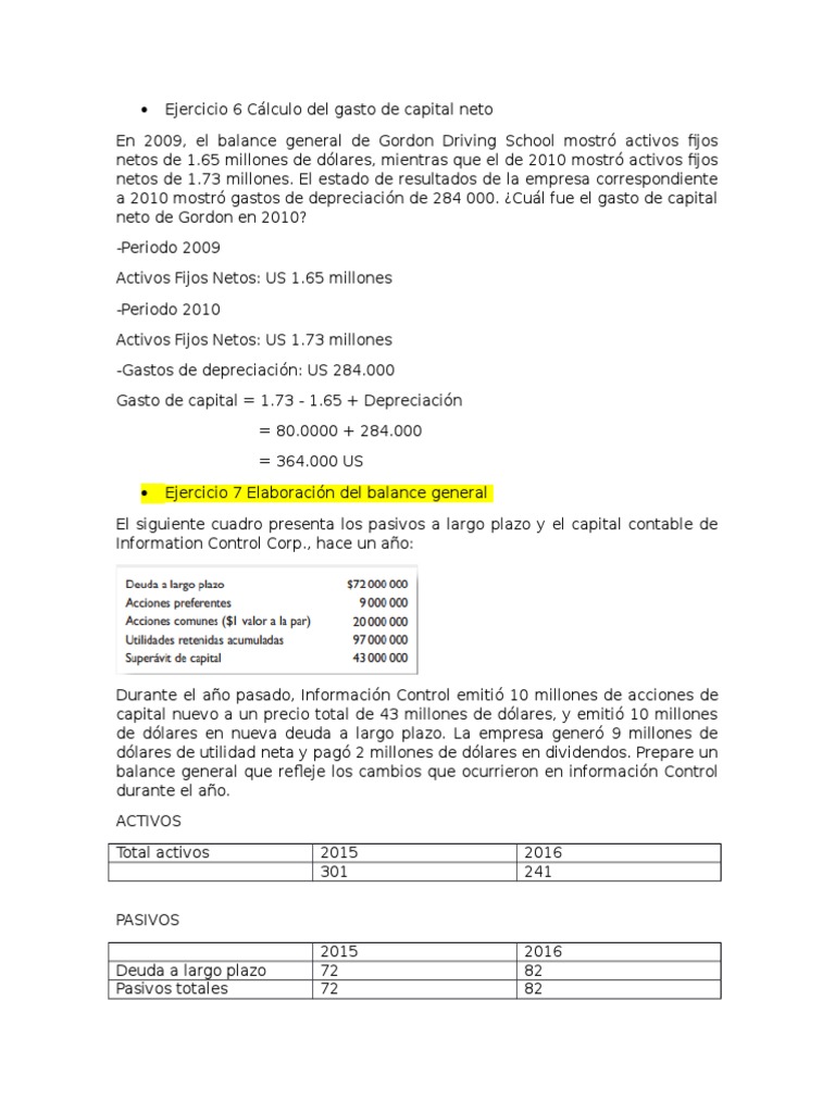 Ejercicios Capitulo 2 Ross | PDF | Compartir (Finanzas) | Contabilidad