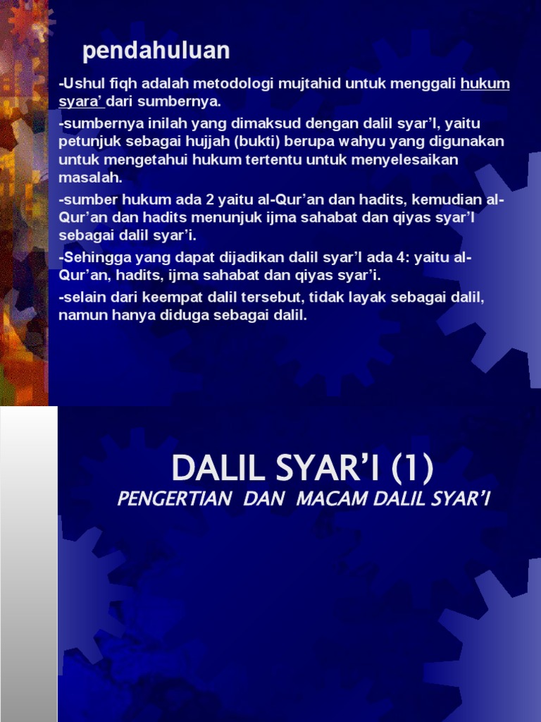 06 Dalil Dalil Syara Dan Macamnya 1 | PDF | Sains & Matematika | Agama & Spiritualitas