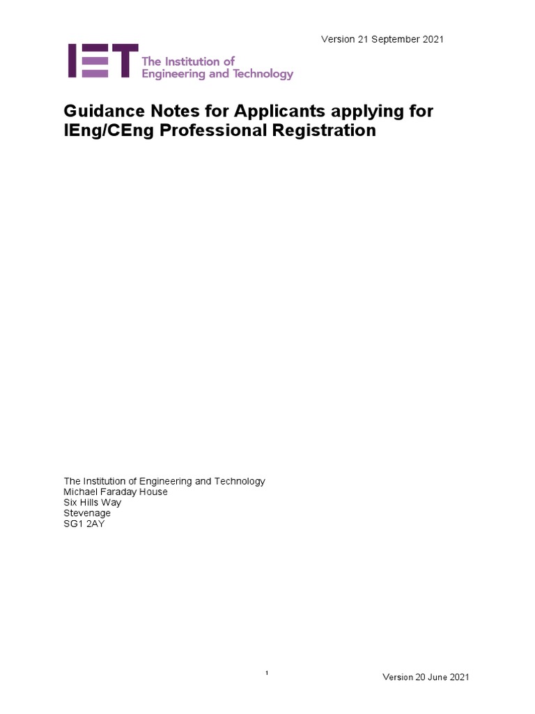 Guidance For Applicants Applying For Ieng and Ceng Registration ...