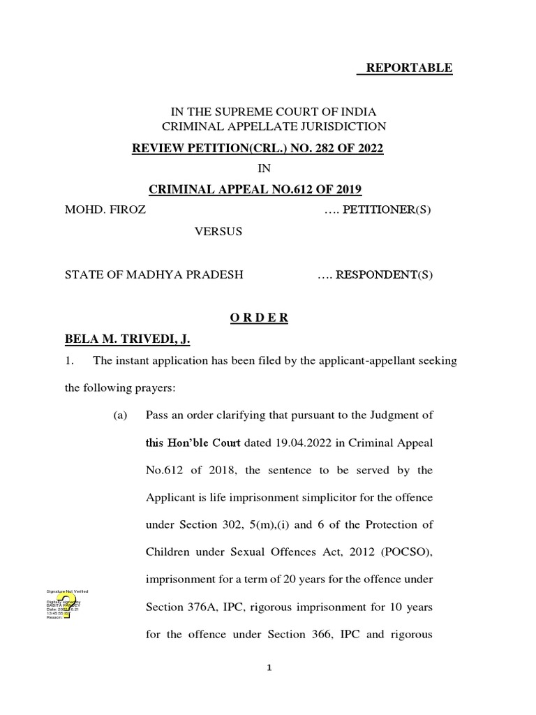 Mohd-firoz-Vs-state-Of-madhya-pradesh-review-441131 SC 20 Yerar Imprisonment in POCSO and Murder ...