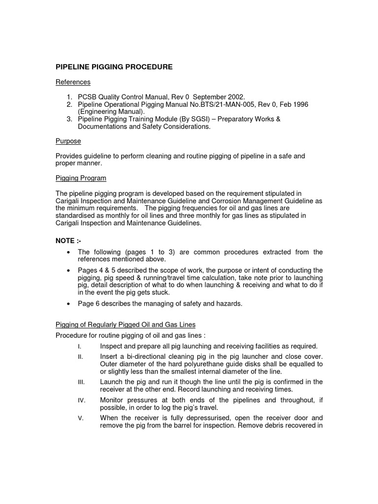 Pipeline Pigging Procedure Guide | PDF | Pipeline Transport | Valve