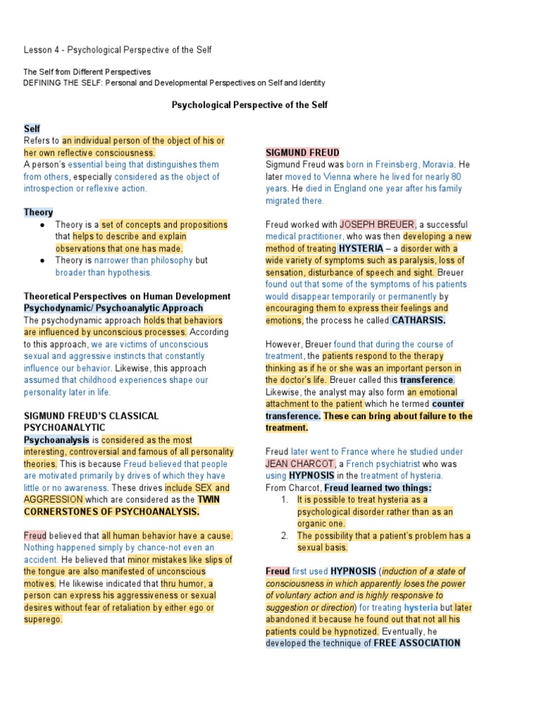 Lesson 4 Psychological Perspective of The Self | Download Free PDF ...