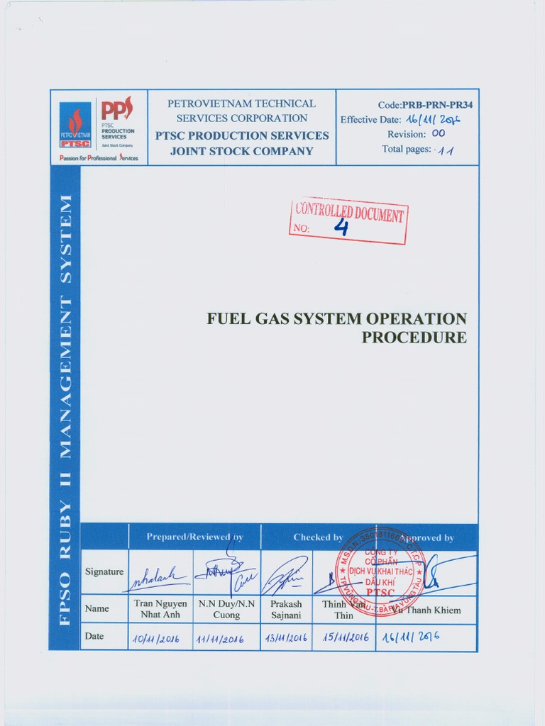 Fuel Gas System Operation Procedure | Download Free PDF | Valve | Boiler