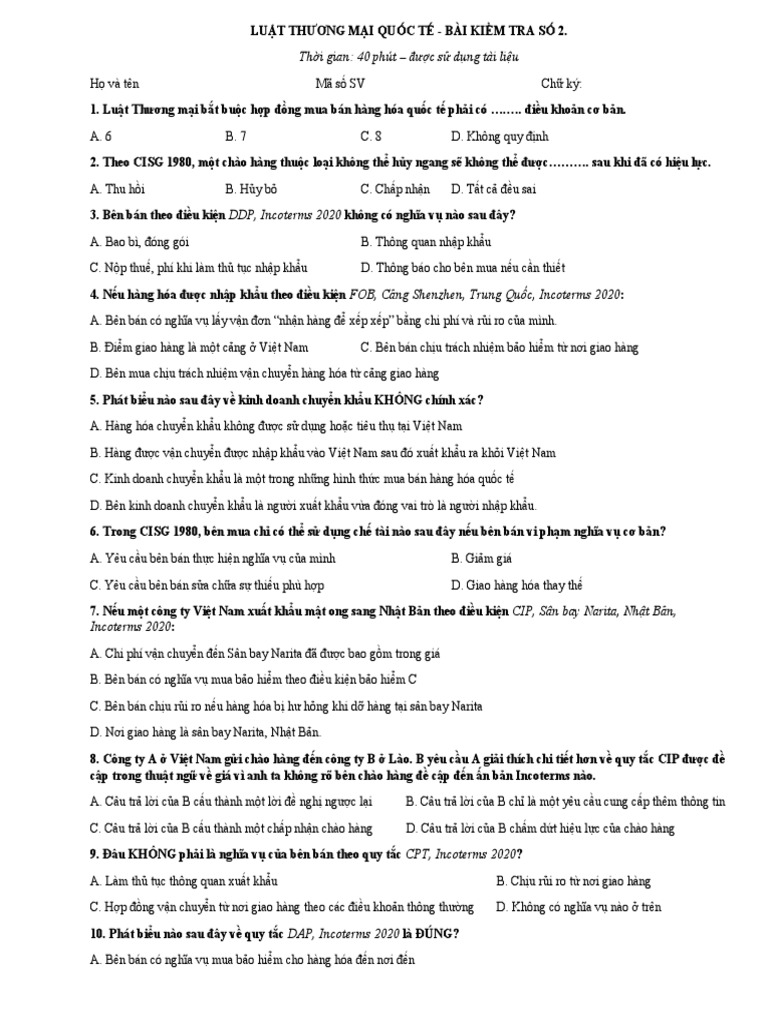 Bai Kiem Tra So 2 | PDF