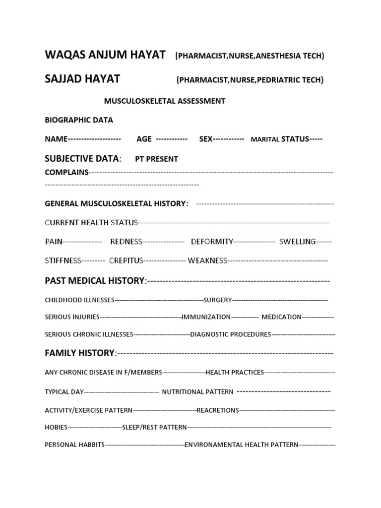 Musculoskeletal Assessment Overview | PDF | Anatomical Terms Of Motion ...
