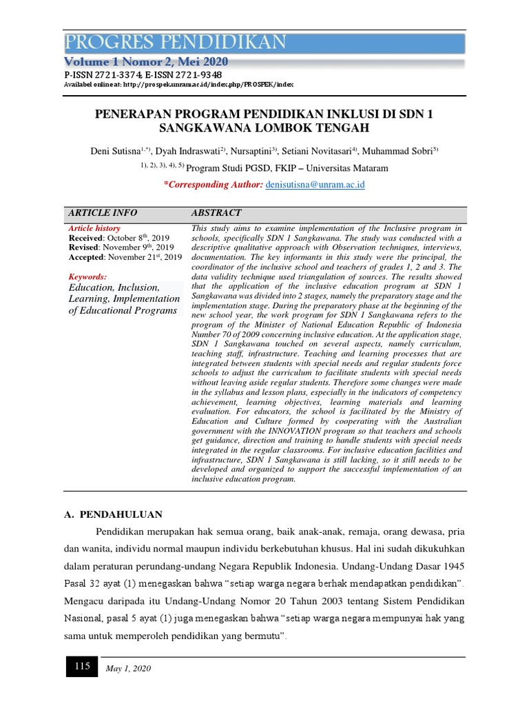 Penerapan Program Pendidikan Inklusi Di A2a55813 | PDF | Inclusion ...