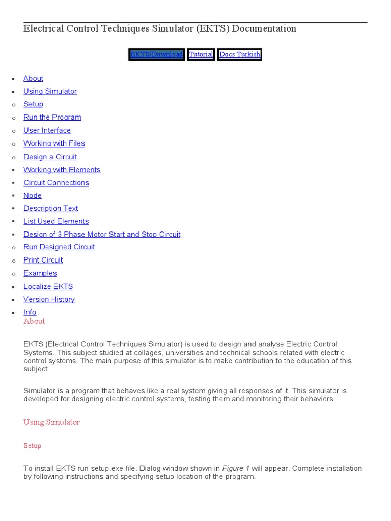 Electrical Control Techniques Simulator (EKTS) Documentation | PDF | Microsoft Excel | Button ...