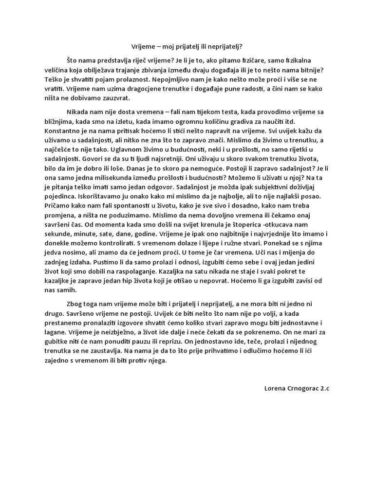 Vrijeme - Prijatelj Ili Neprijatelj | PDF