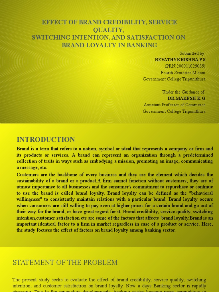 The Impact of Brand Credibility, Service Quality, Switching Intention ...