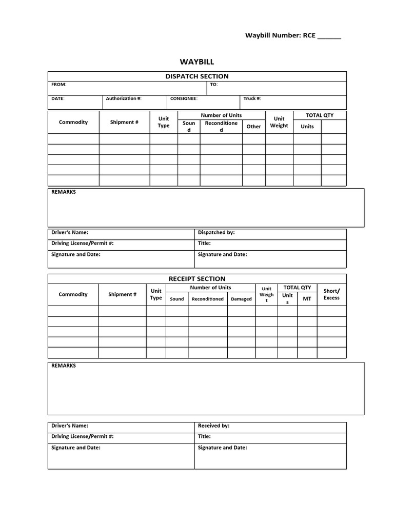 Waybill Template | PDF