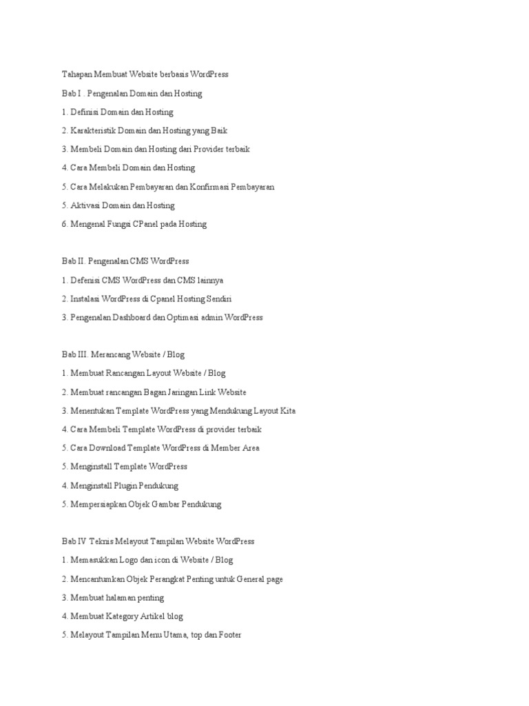 Panduan Membuat Website Berbasis Wordpress | PDF