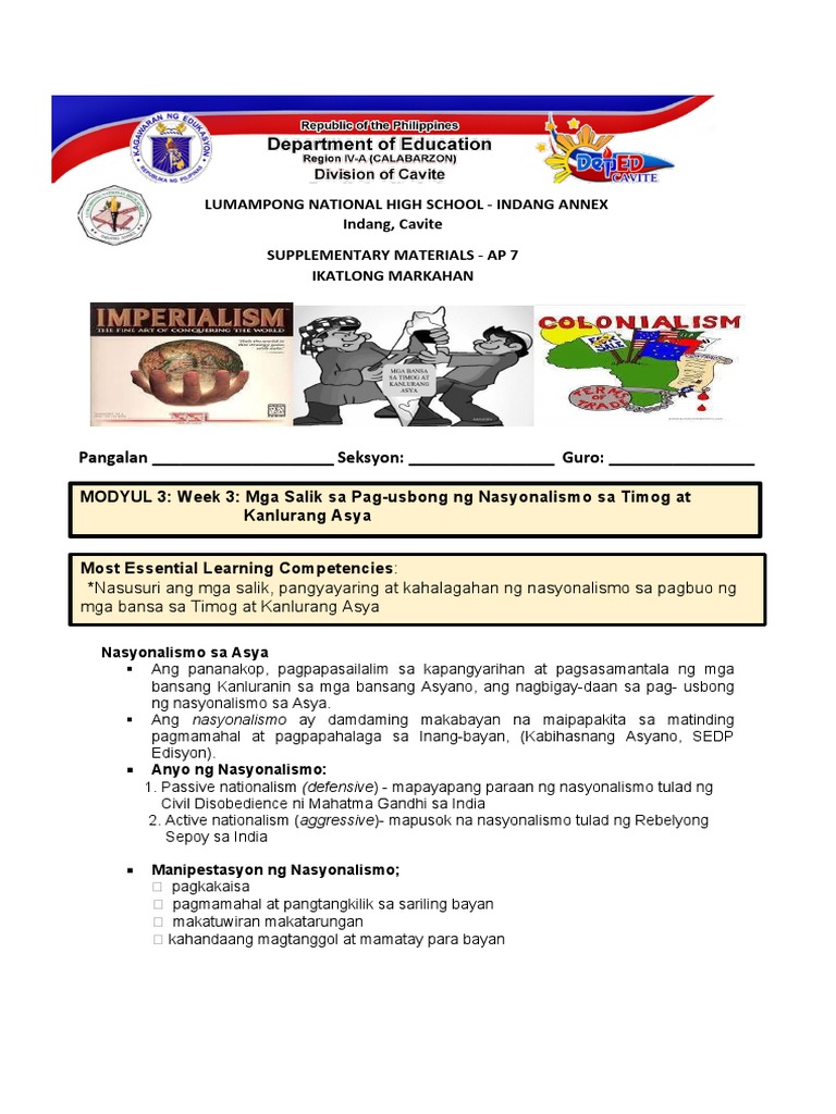 Week 3 Supp Mat AP7 3rd Q | PDF